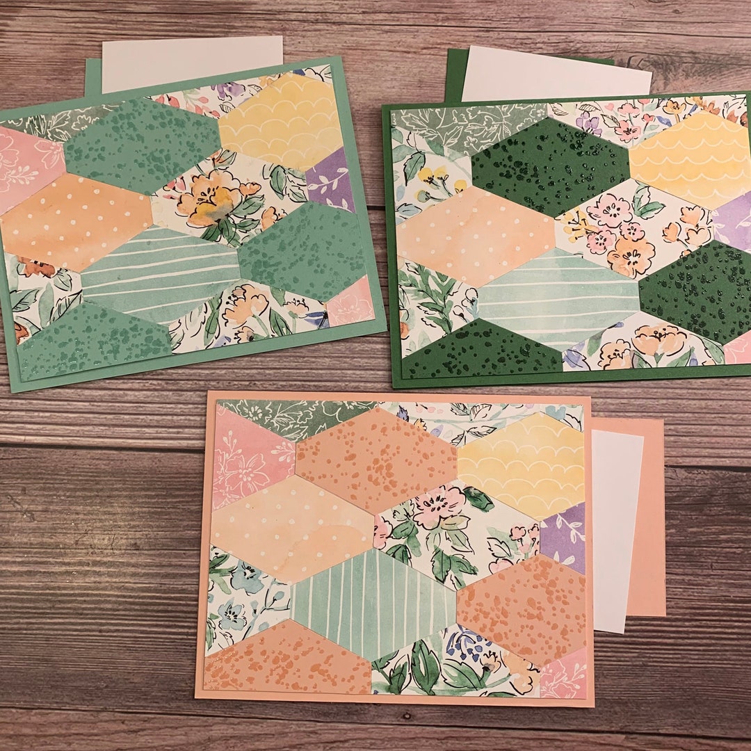 Card Kits Pieced From Stampin' Up! Cardstock and Hand-penned DSP (set ...