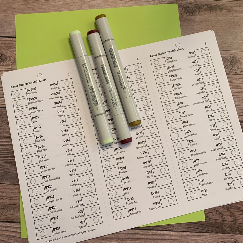 Copic Sketch Swatch Cards: All 358 Colors (digital Download) - Etsy