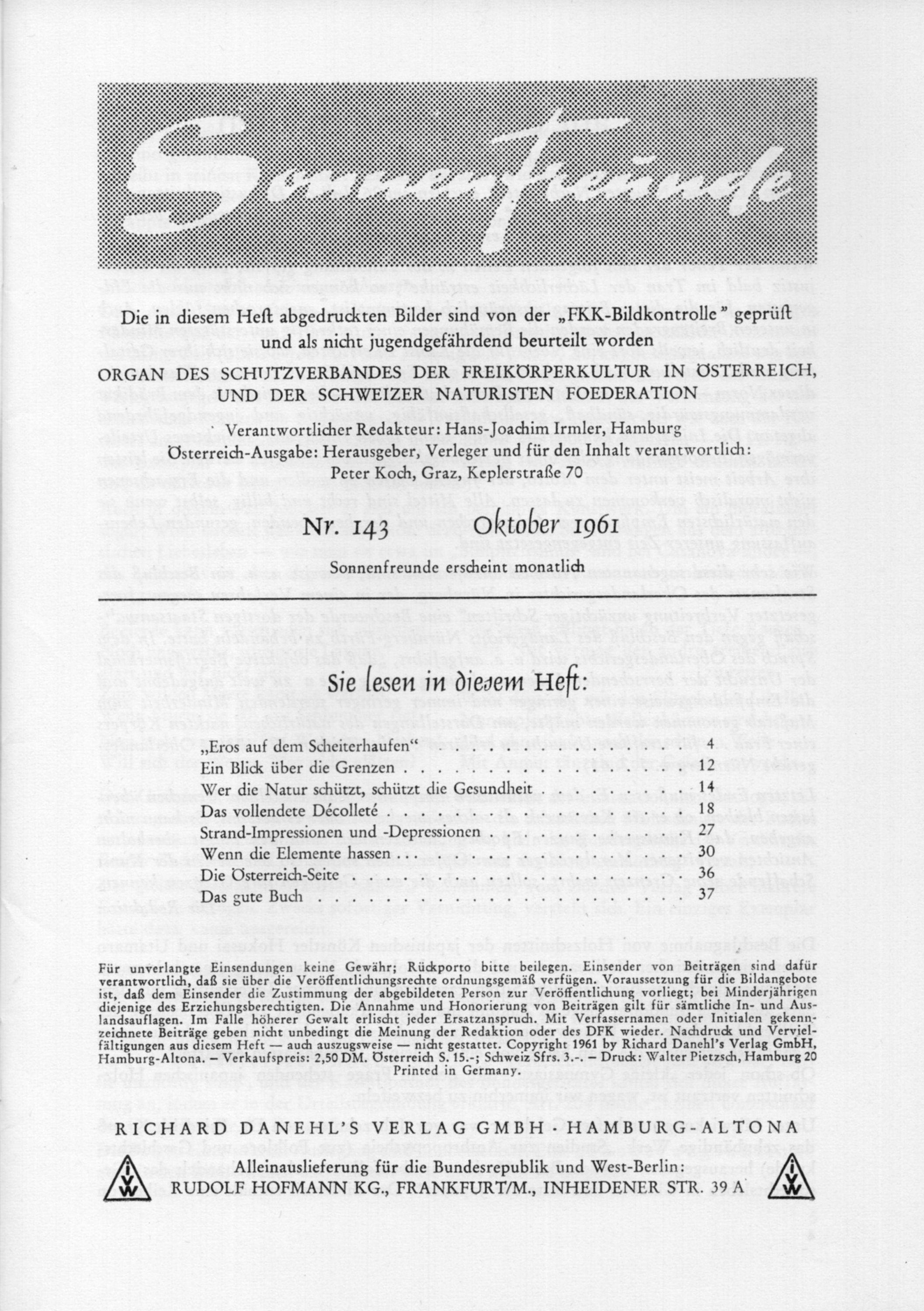 FKK Magazin Sonnenfreunde N143 Richard Danehls Verlag | Etsy