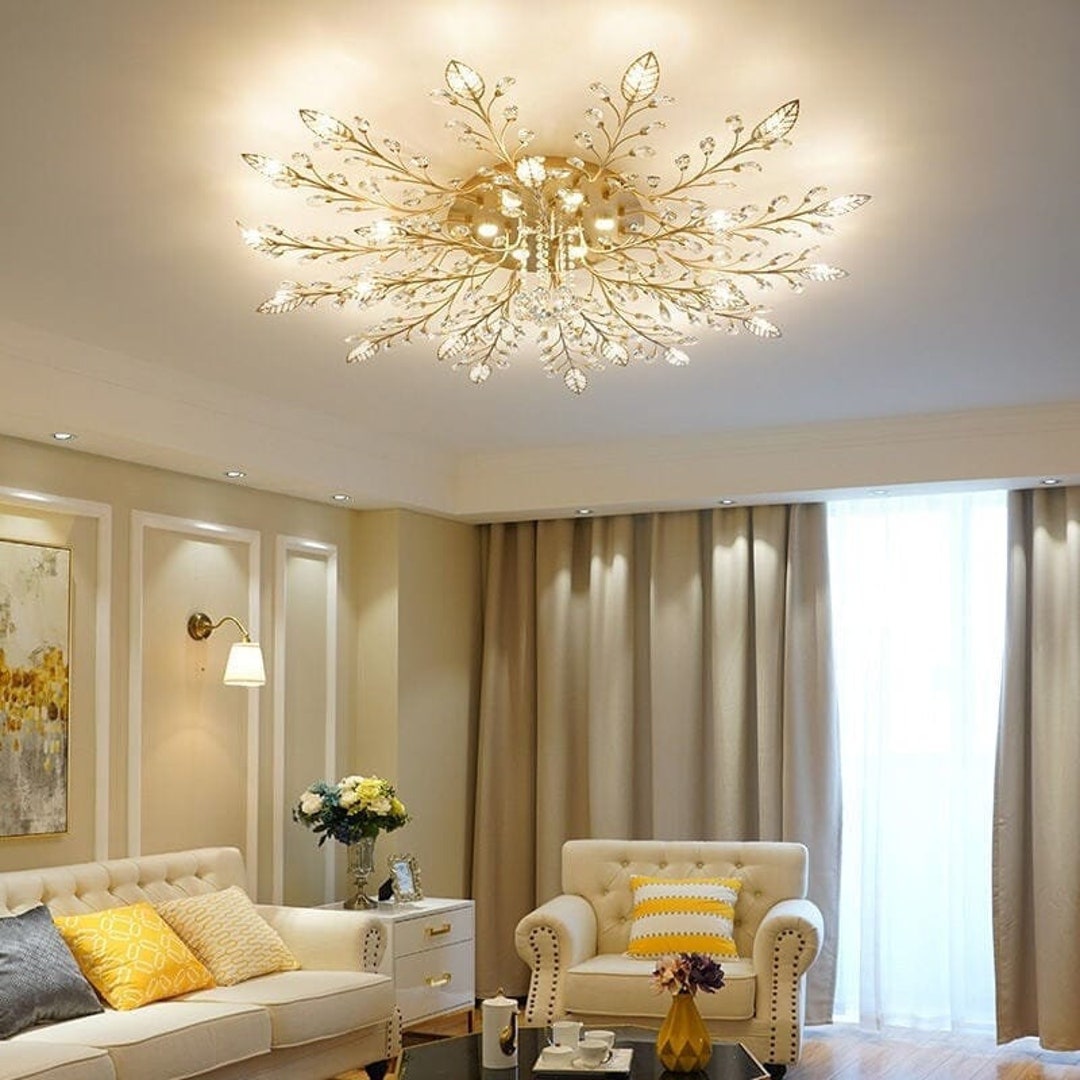 Flower Wall Mount Ceiling Light, Modern Flush Mount Home Gold Black LED ...