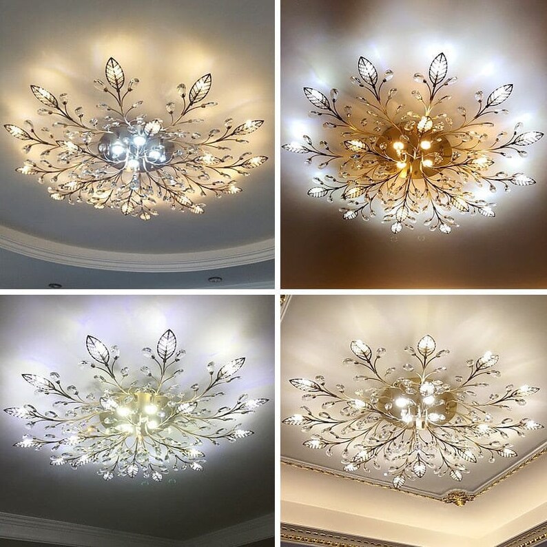 Flower Wall Mount Ceiling Light, Modern Flush Mount Home Gold Black LED ...