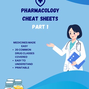Pharmacology Cheat Sheets Revision Notes Printable Flash Cards ...