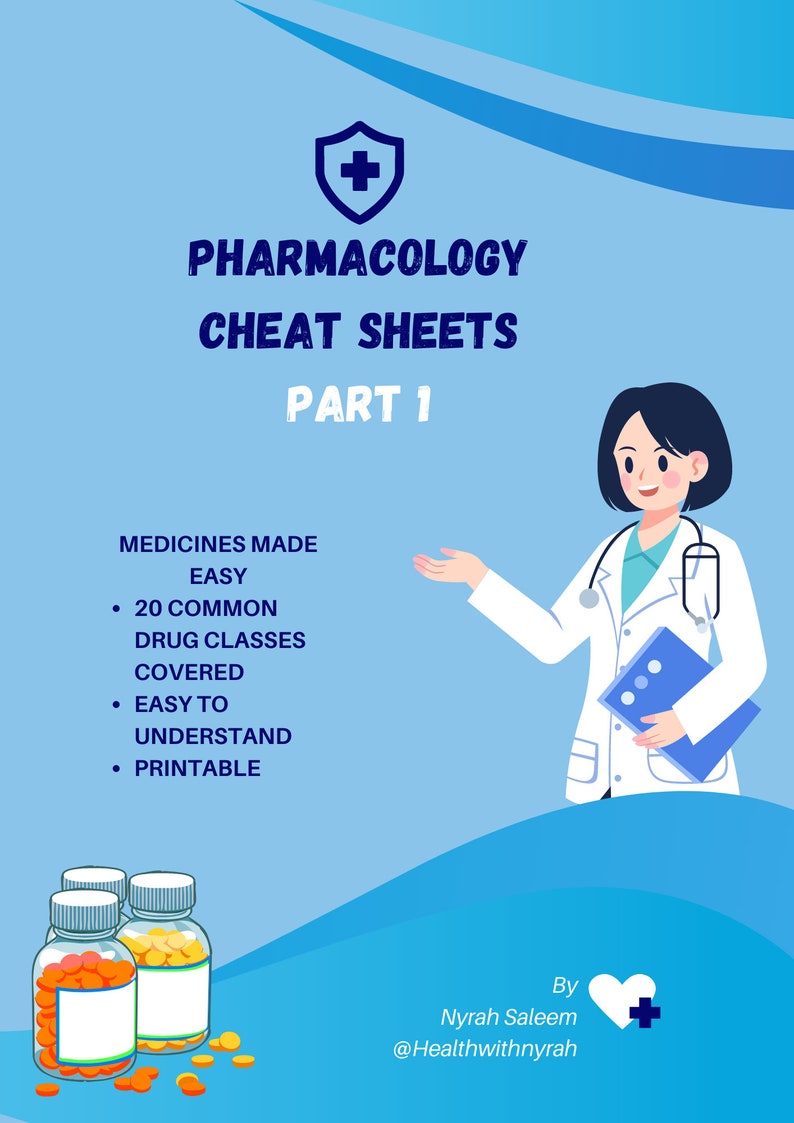 Pharmacology Cheat Sheets Revision Notes Printable Flash Cards ...