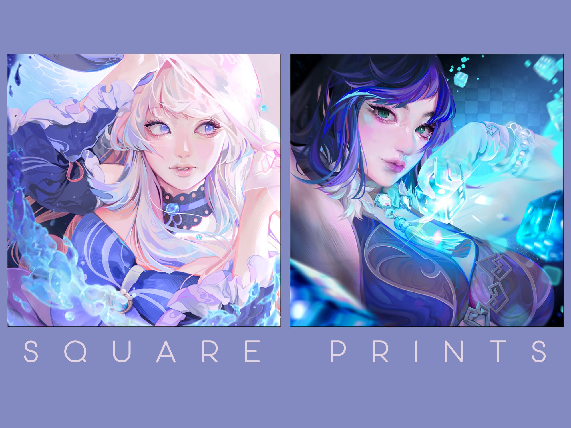 Square Prints hydro Genshin Impact Kokomi Yelan - Etsy