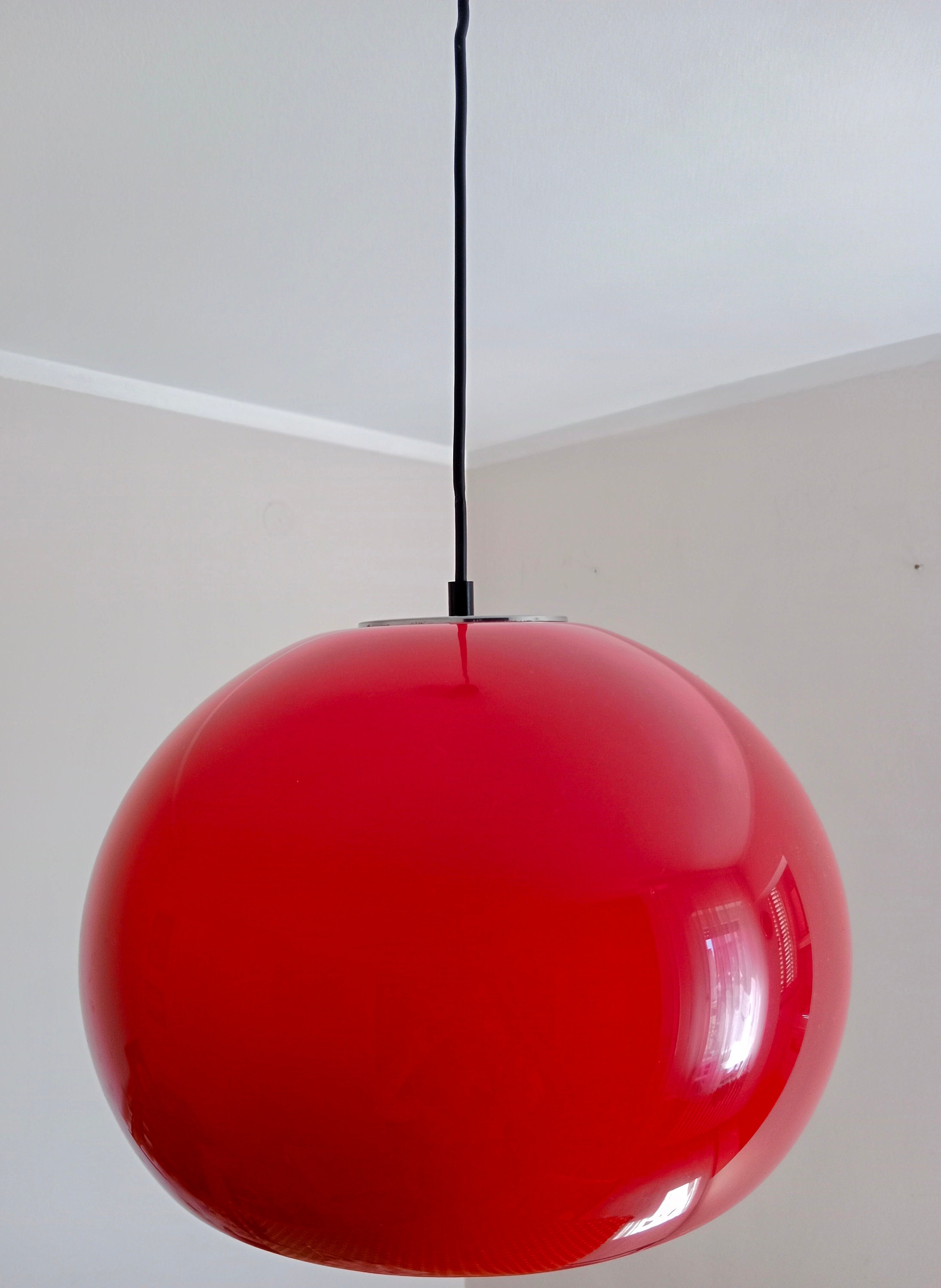 Space Age Red Plastic Pendant Lamp/vintage Acrylic Pendant Lamp/mid ...
