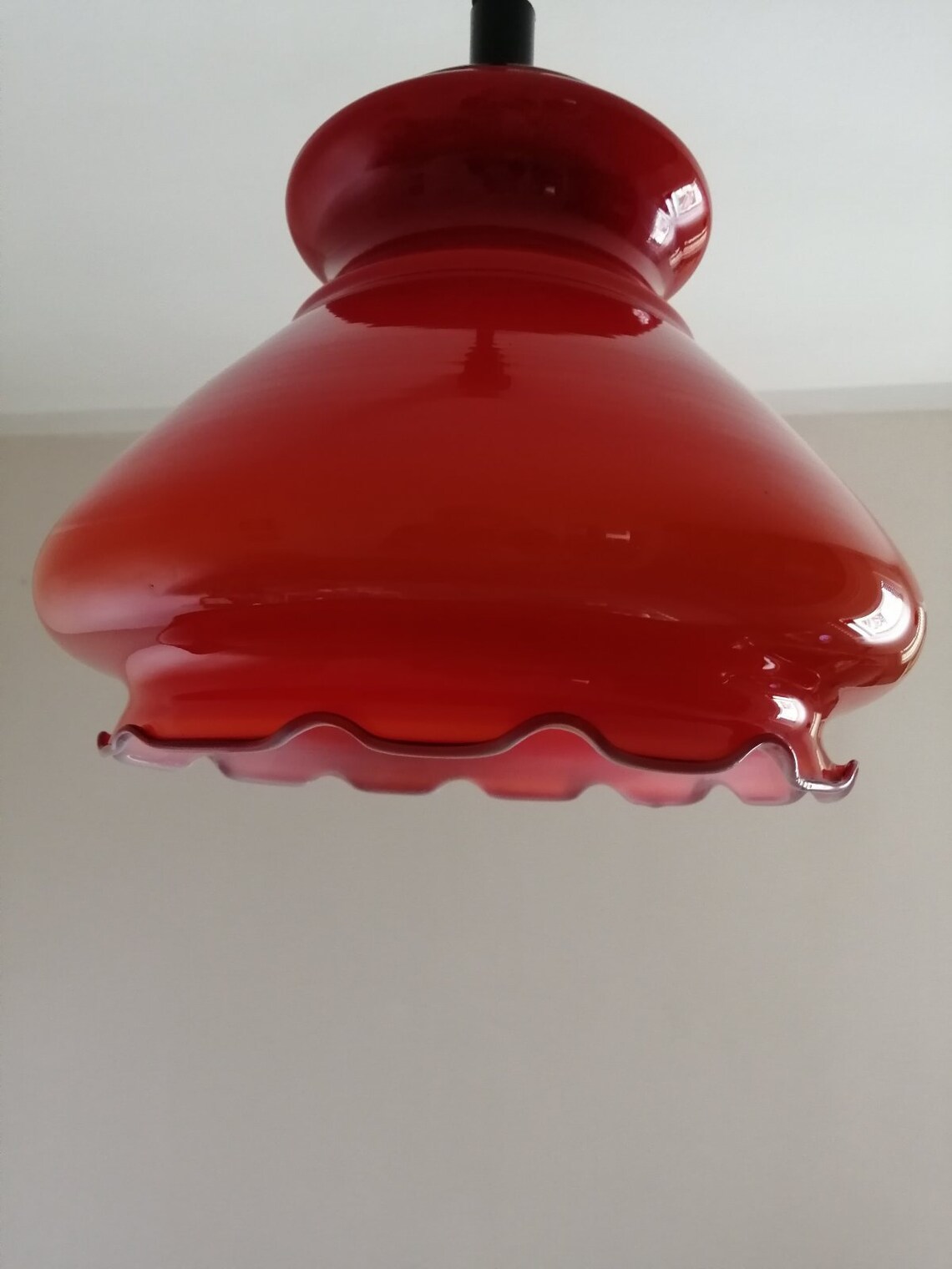Vintage Red Glass Pendant Lamp / Mid Century Red Pendant Lamp | Etsy