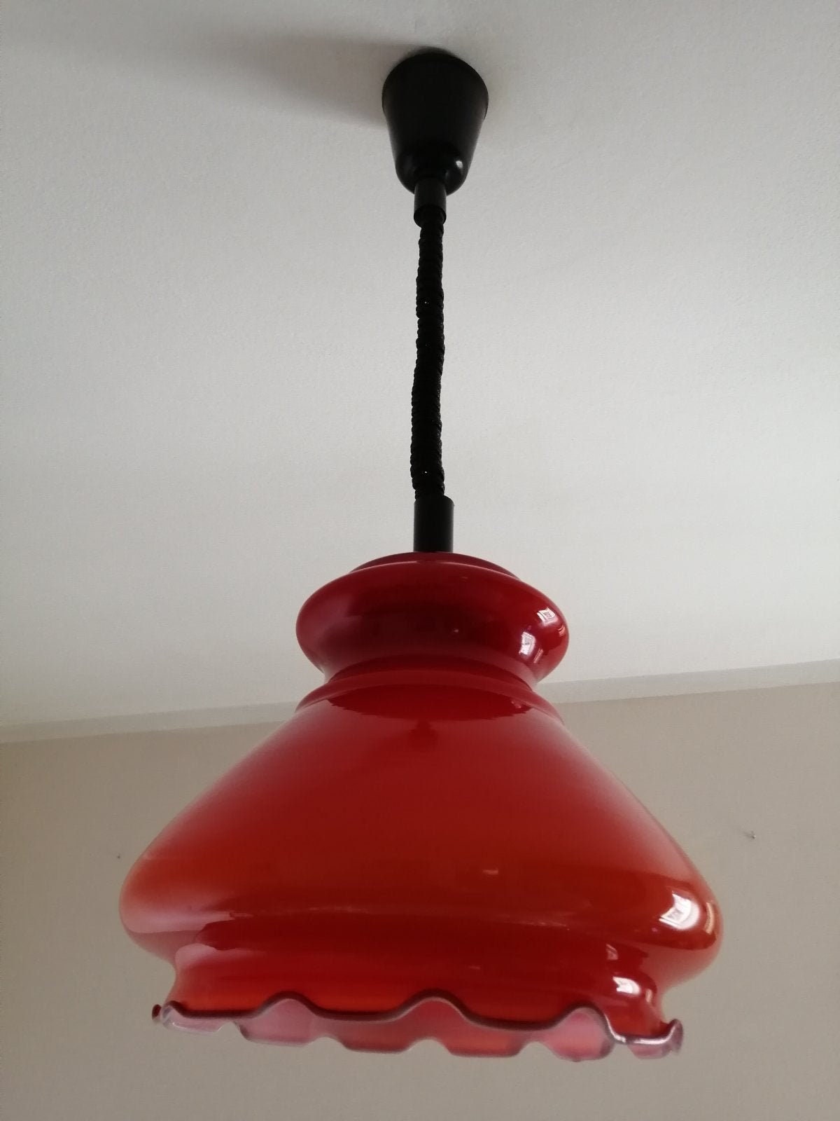 Vintage Red Glass Pendant Lamp / Mid Century Red Pendant Lamp | Etsy