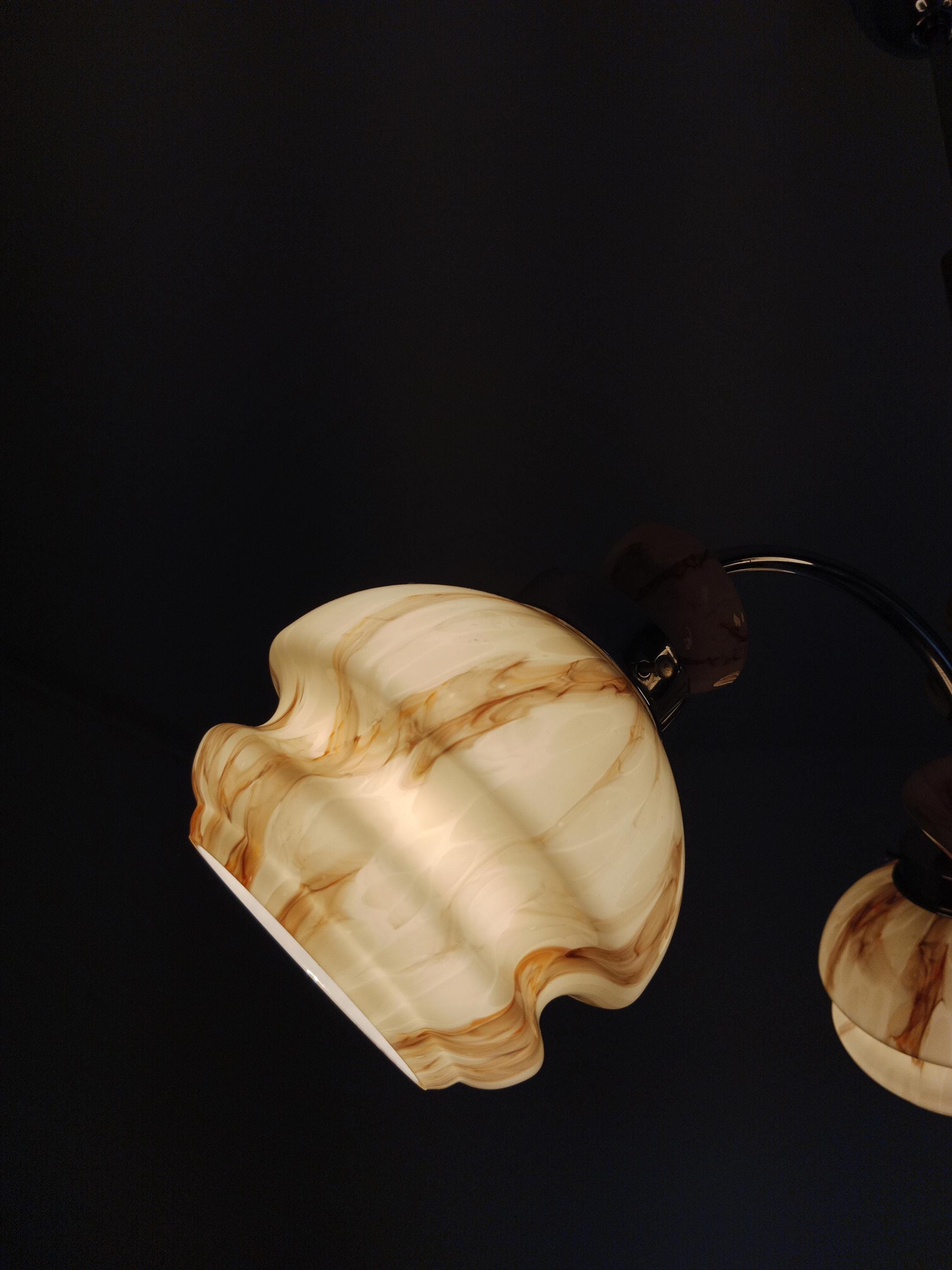 Art Deco Yellow Marble Glass Chandelier,30s/art Deco Ceiling Lamp ...