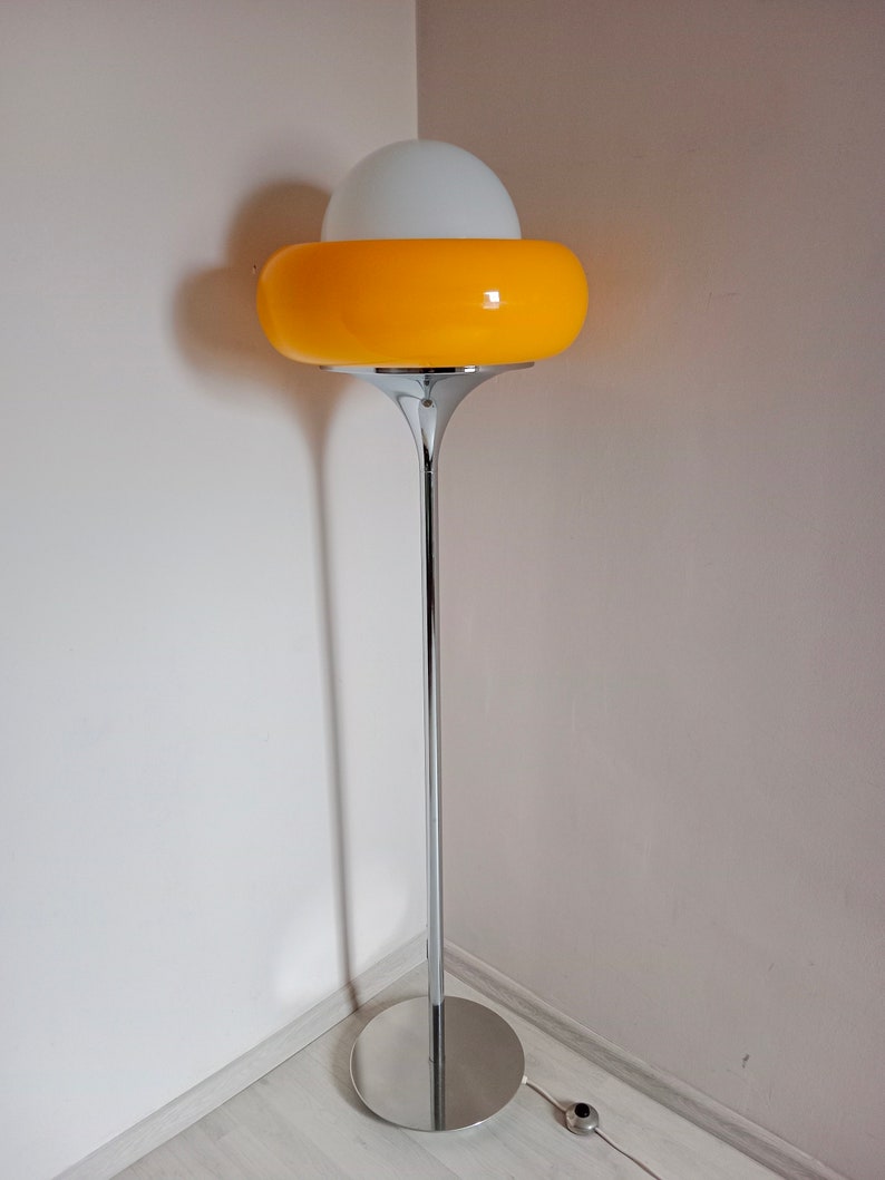Meblo Guzzini,model Jadran,yellow Floor Lamp,70s/mid Century Floor Lamp ...