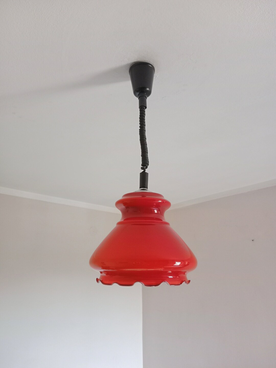 Vintage Red Glass Pendant Lamp / Mid Century Red Pendant Lamp - Etsy