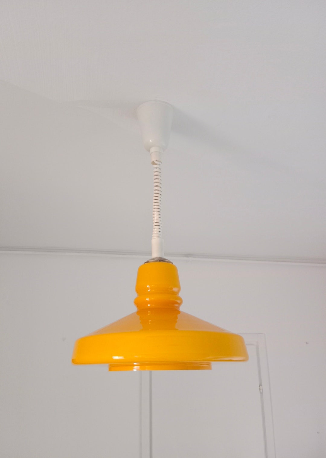 Vintage Yellow Glass Pendant Lamp, Mid-century Modern Lighting ...
