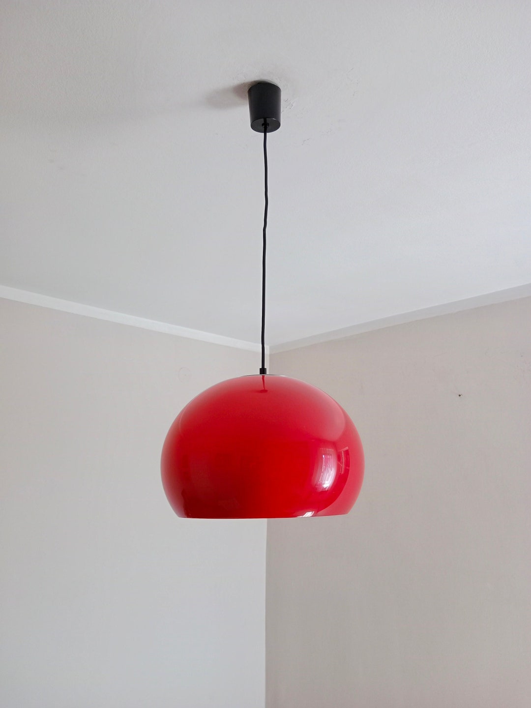 Space Age Red Plastic Pendant Lamp/vintage Acrylic Pendant Lamp/mid ...