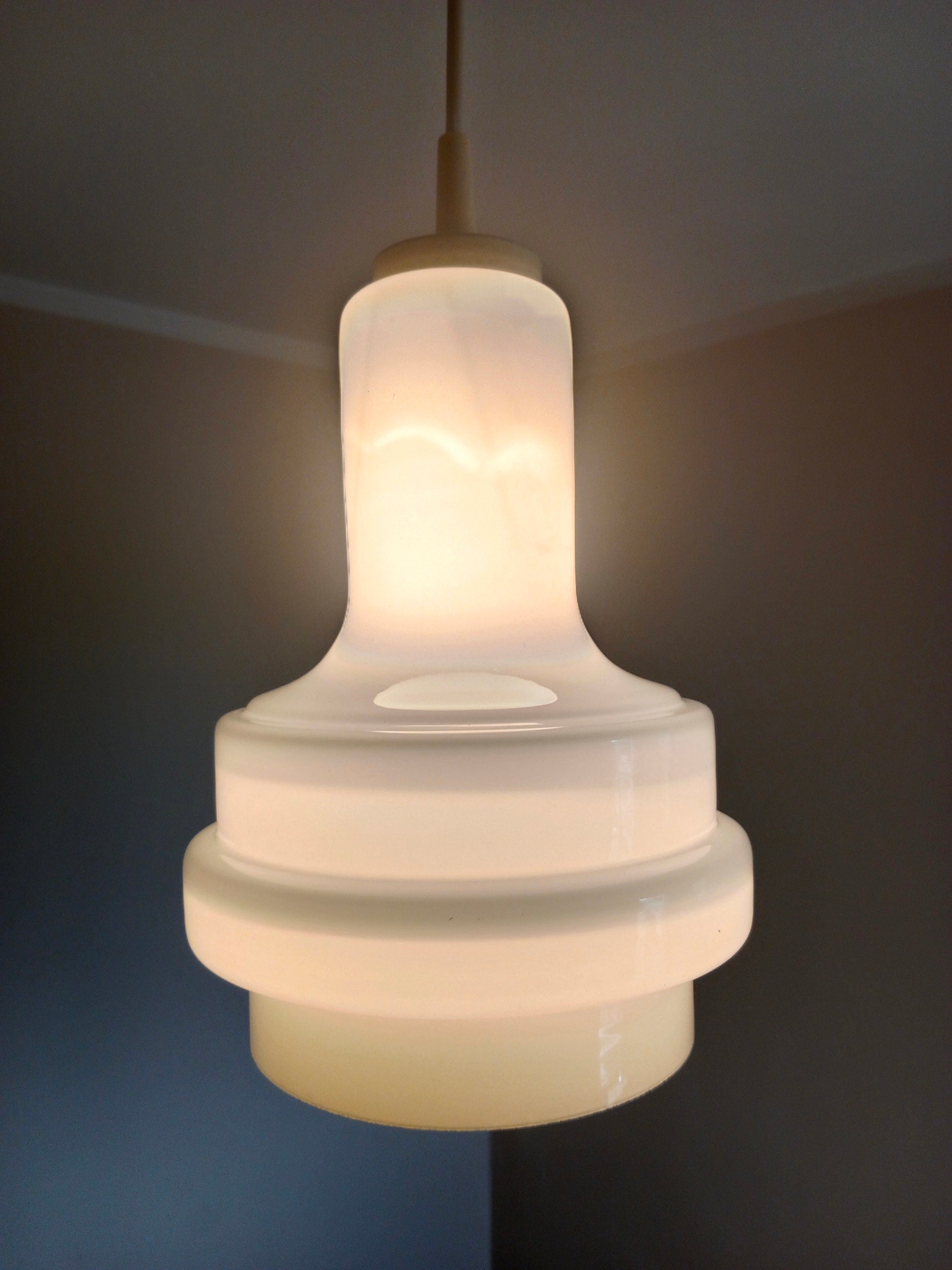 Vintage White Glass Hanging Lamp/mid Century Pendant Lamp/retro ...