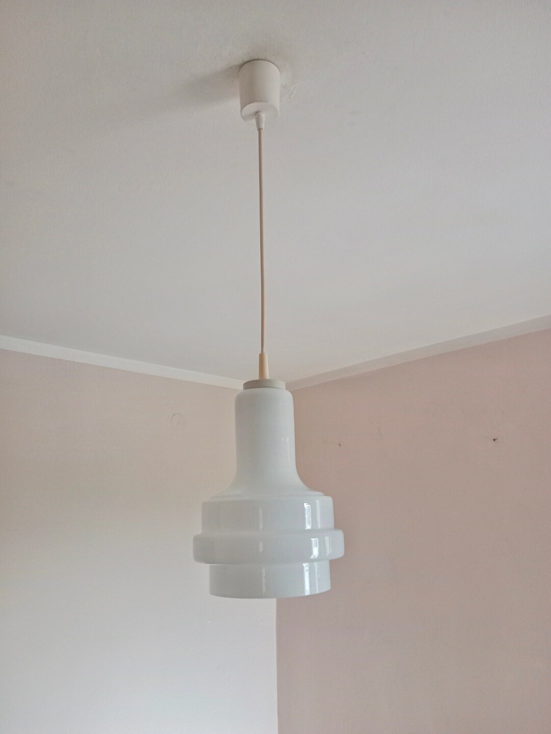 Vintage White Glass Hanging Lamp/mid Century Pendant Lamp/retro ...