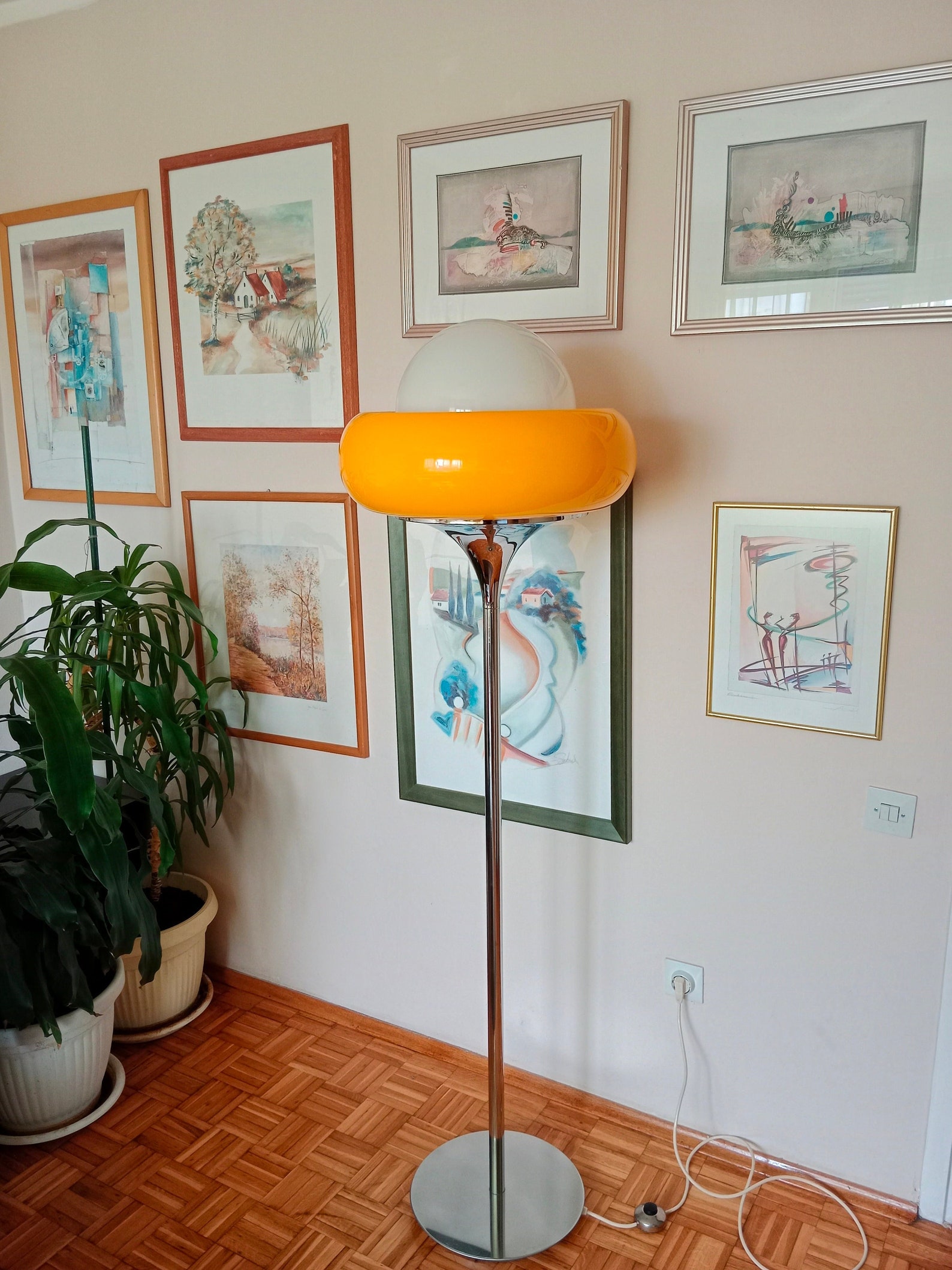 Meblo Guzzini Model Jadran Yellow Floor Lamp/ Mid Century Floor Lamp ...