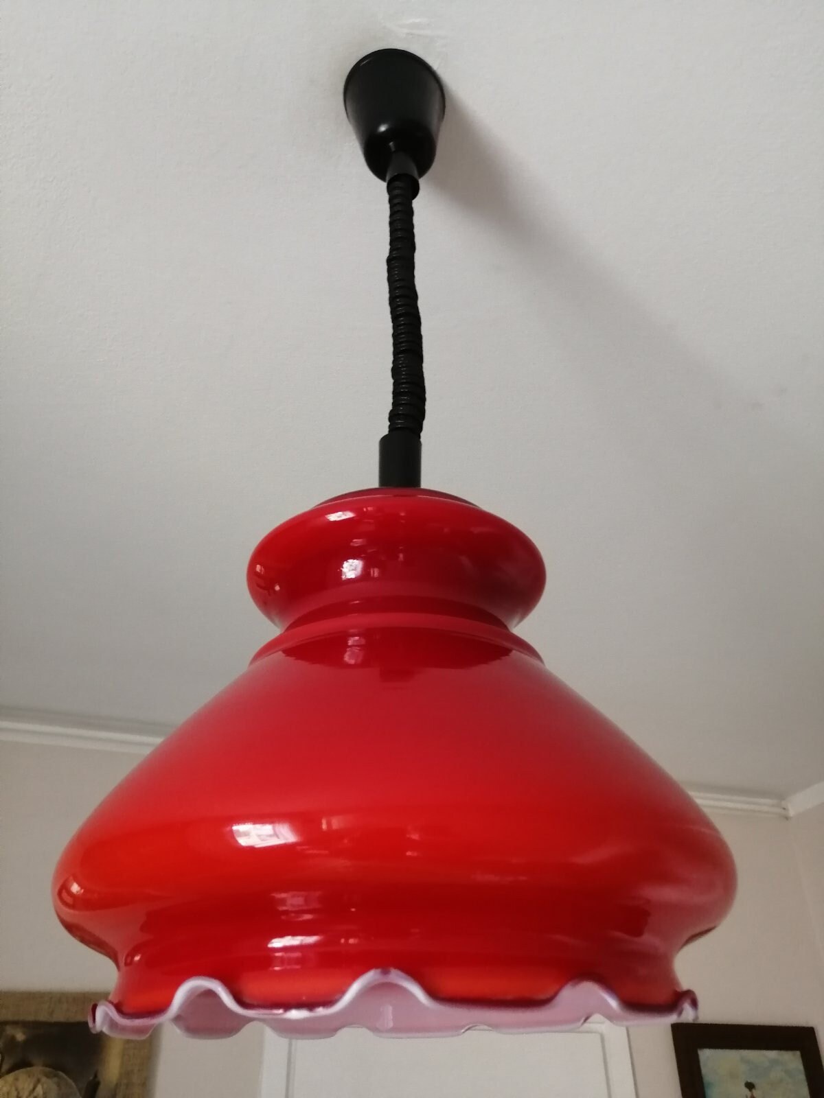 Vintage Red Glass Pendant Lamp / Mid Century Red Pendant Lamp | Etsy