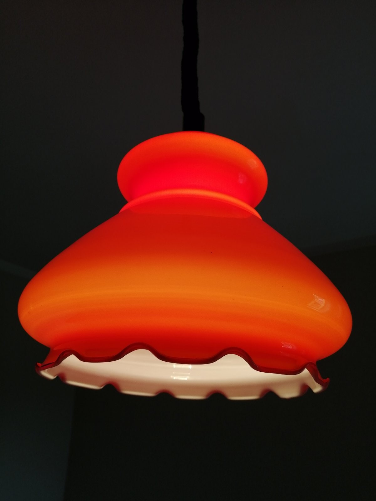 Vintage Red Glass Pendant Lamp / Mid Century Red Pendant Lamp | Etsy