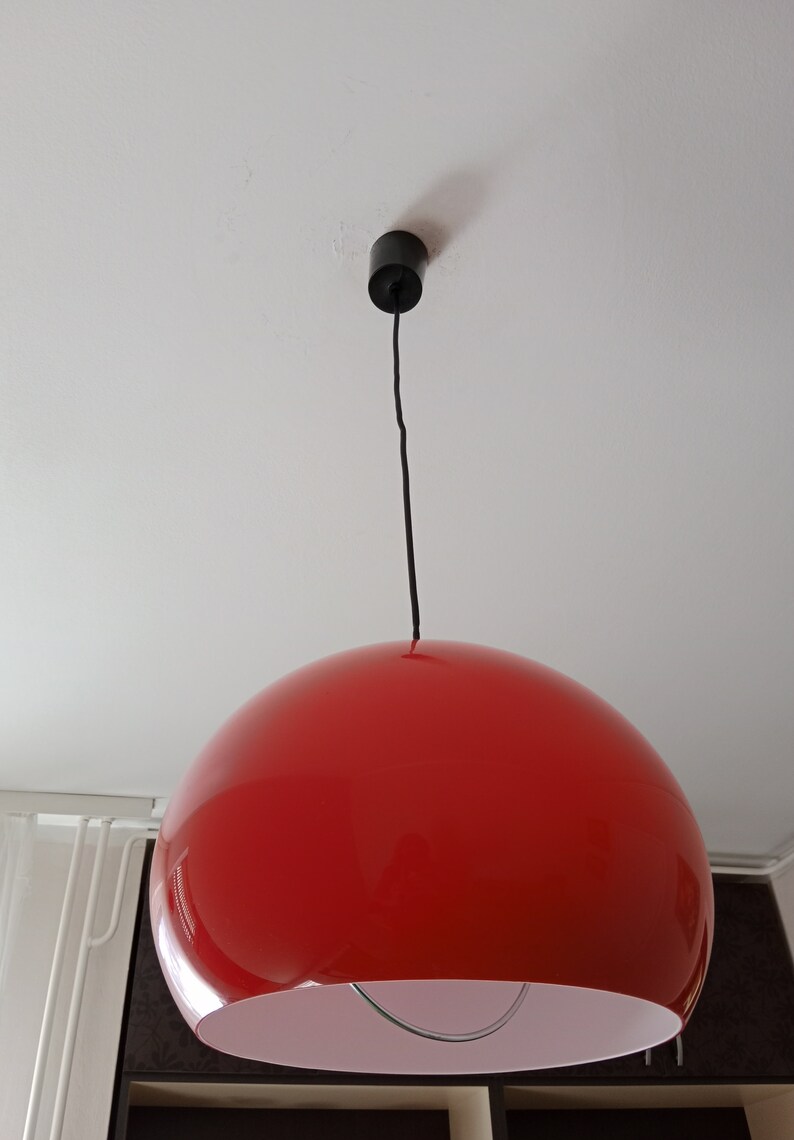 Space Age Red Plastic Pendant Lamp/vintage Acrylic Pendant - Etsy