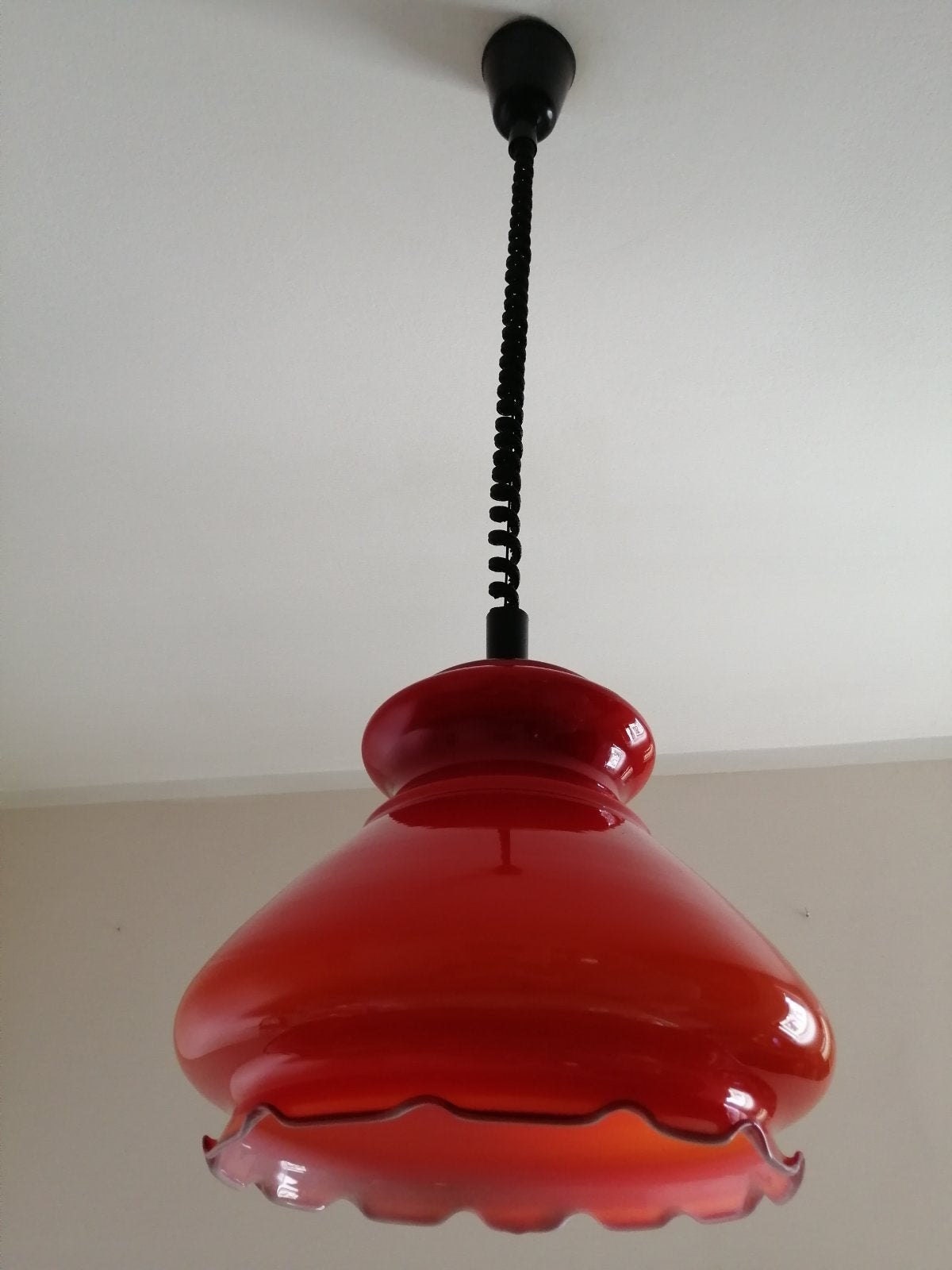 Vintage Red Glass Pendant Lamp / Mid Century Red Pendant Lamp | Etsy