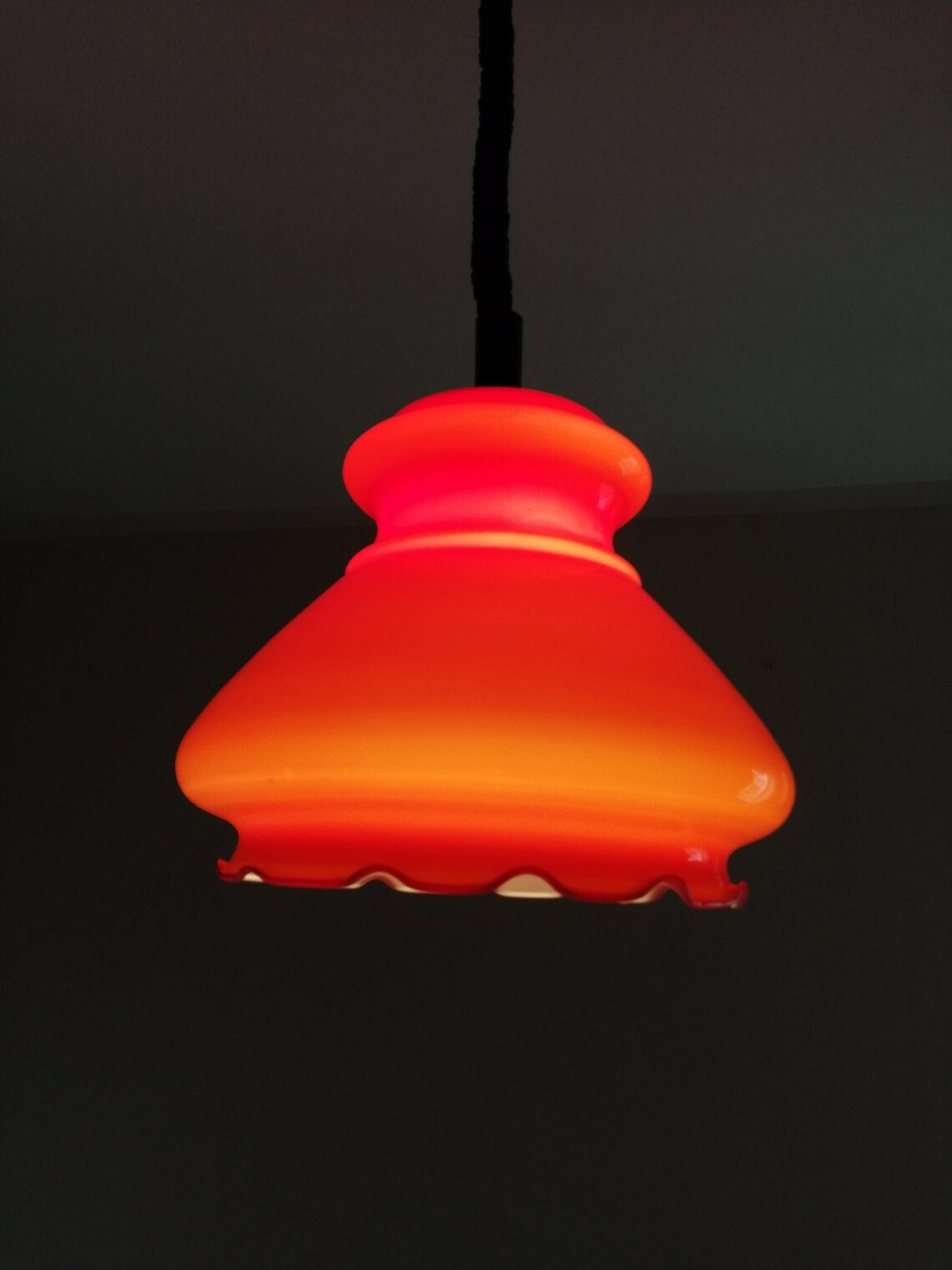 Vintage Red Glass Pendant Lamp / Mid Century Red Pendant Lamp | Etsy