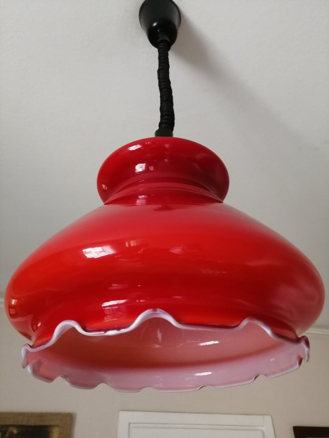 Vintage Red Glass Pendant Lamp / Mid Century Red Pendant Lamp | Etsy