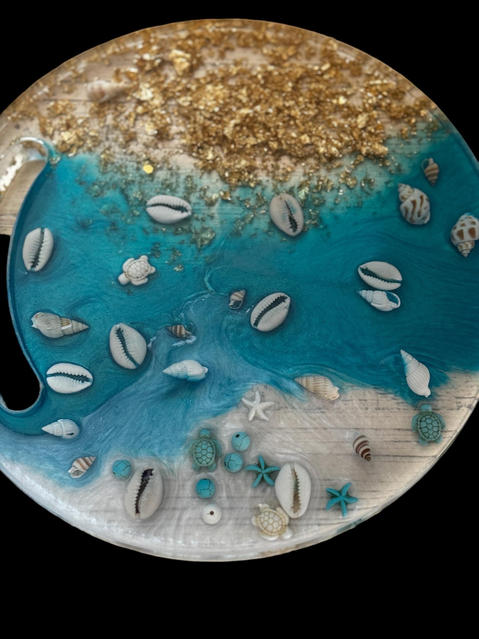 Ocean Themed Teal Resin Tray With Built in Handle - Etsy