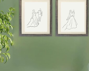 Printable One Line Art Drawing, Couple Line Art, Romantic Couple Set of ...