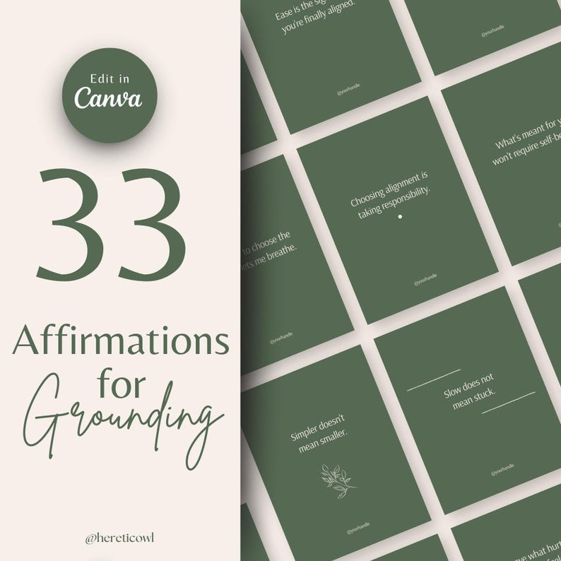 33 Grounding Affirmation Quotes, Editable Canva Template, Mindful ...