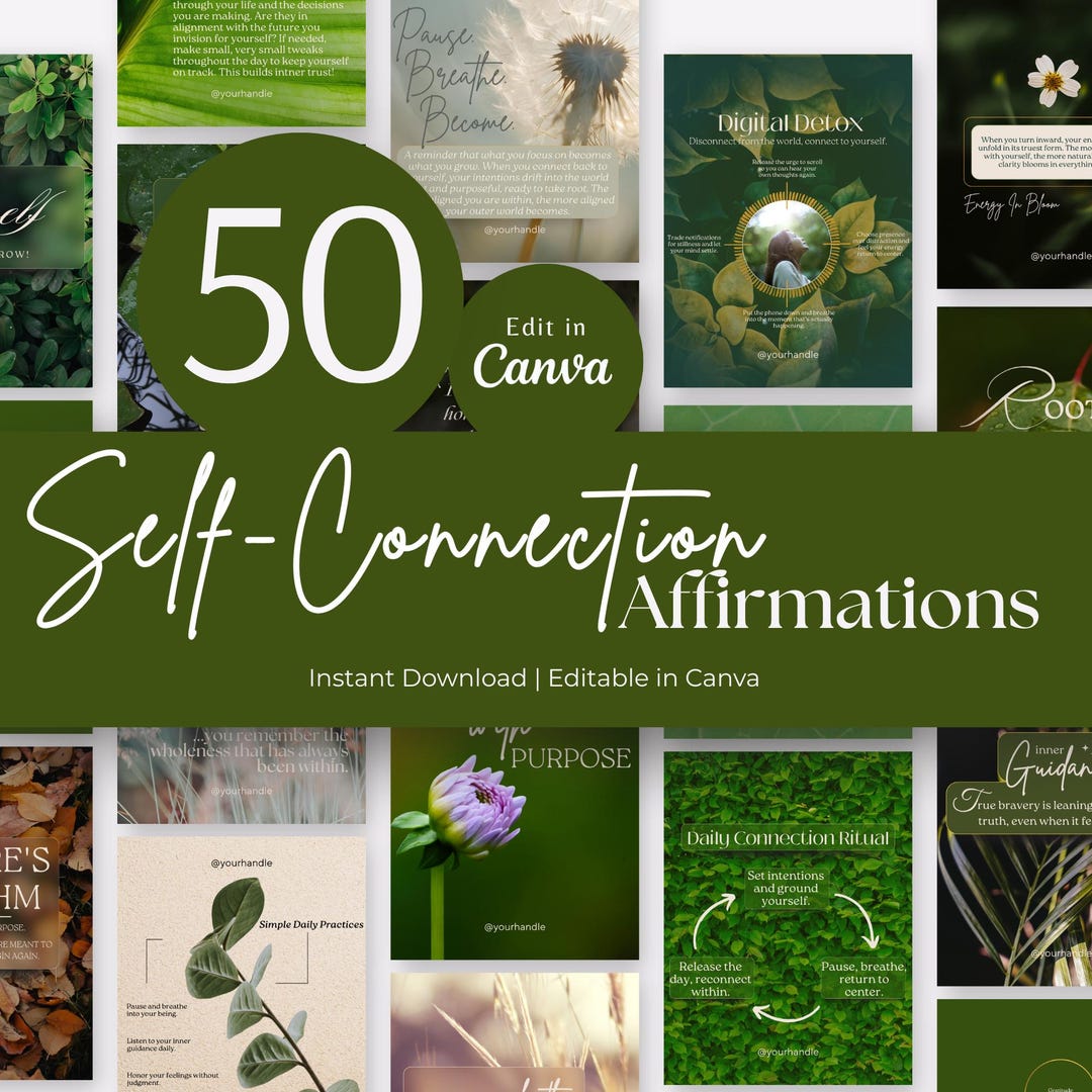 50 Daily Self-connection Canva Templates | Editable Mindfulness ...