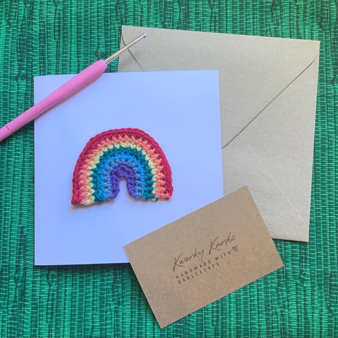 Rainbow Card Blank Rainbow Card, Handmade Rainbow Card, 3D Crochet Card ...