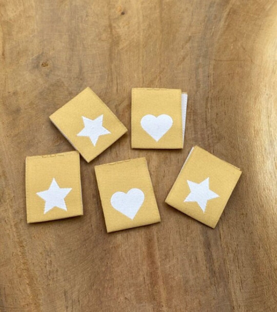 5 Reversible Label Heart and Star Web Labels Sew-on Textile Labels ...