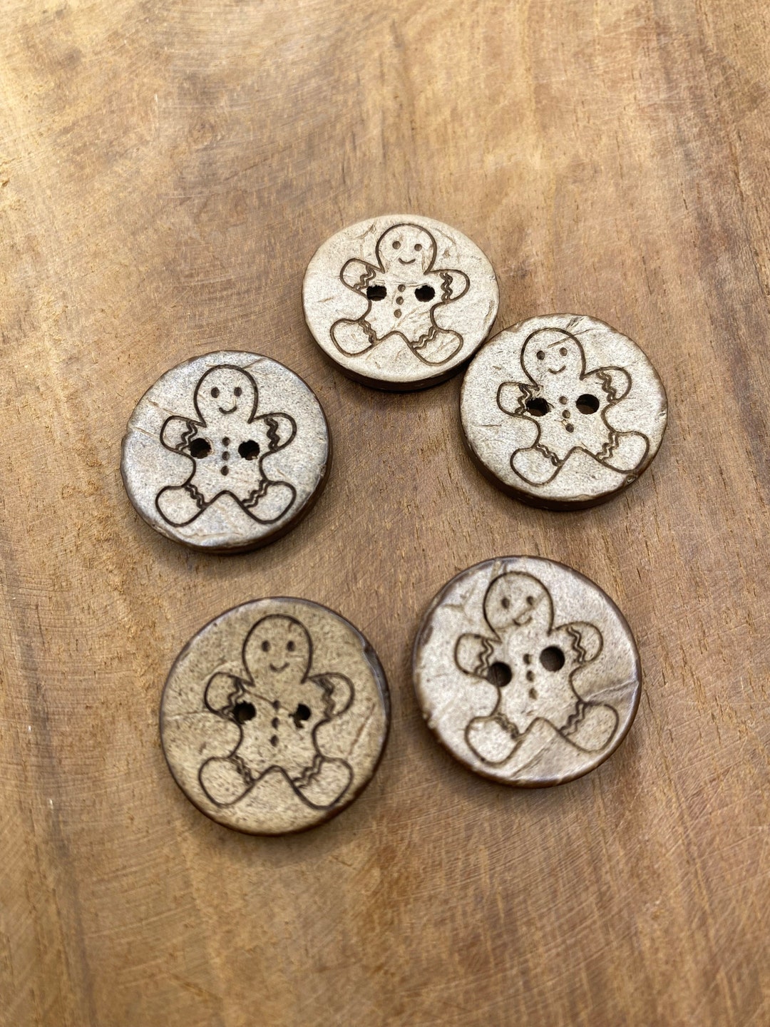 Coconut Button Gingerbread Man Button - Etsy