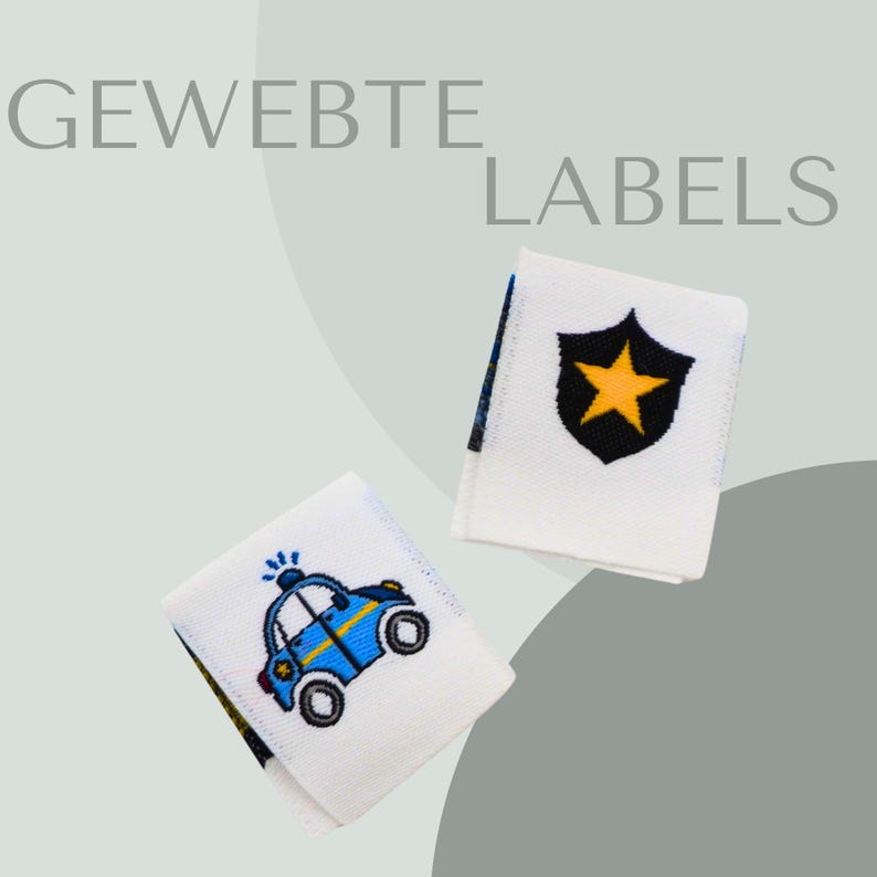 5 Pieces Police Car/police Badge Reversible Label Woven Labels Sew-in ...