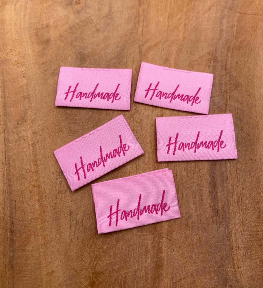 5 Pieces Label Handmade Web Labels Pink Sew-on Textile Labels Woven ...