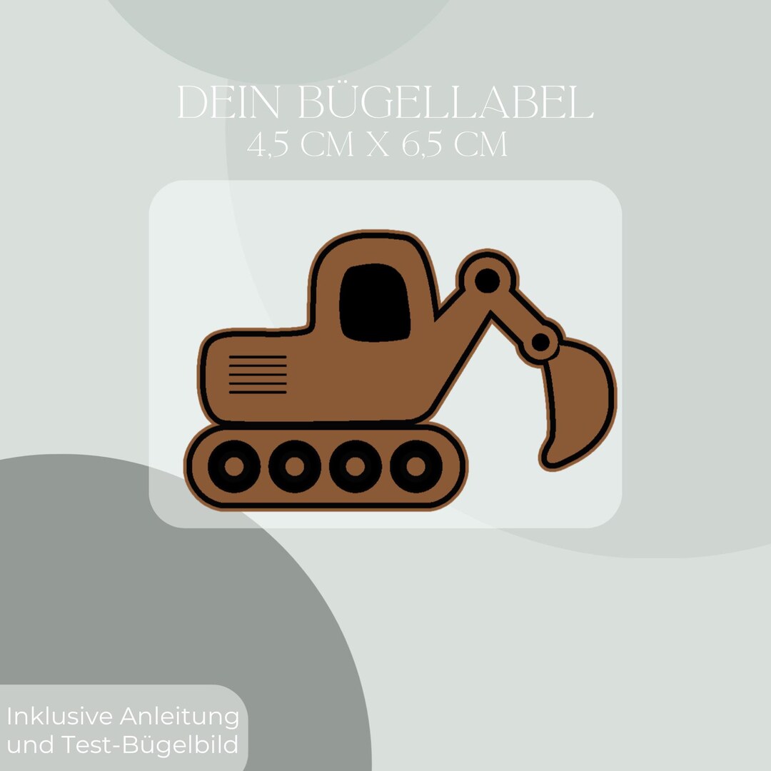 Excavator Iron-on Label Iron-on Label Own Production - Etsy