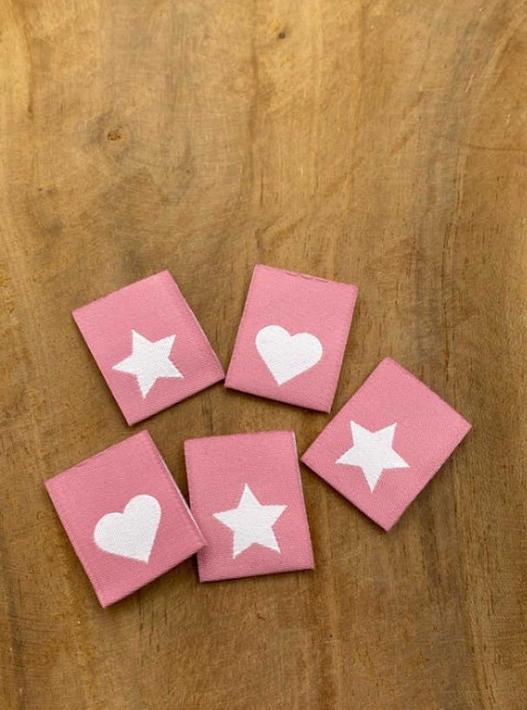 5 Reversible Label Heart and Star Web Labels Sew-on Textile Labels ...