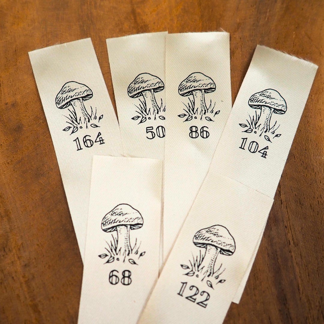 Size Label With Mushroom Satin Label Labels Sew-on Textile Labels Woven ...