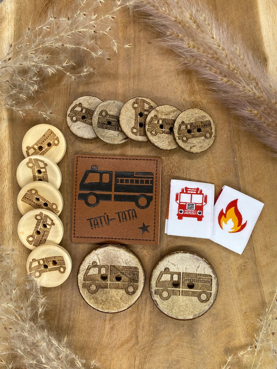 Fire Department Fireman Package Label and Buttons Set Gift Sewing Fire ...