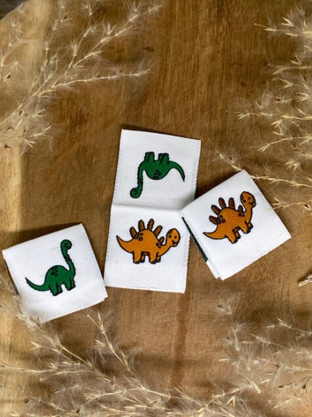 5 Pieces Dino Reversible Label Web Labels Sew-on Textile Labels Woven ...