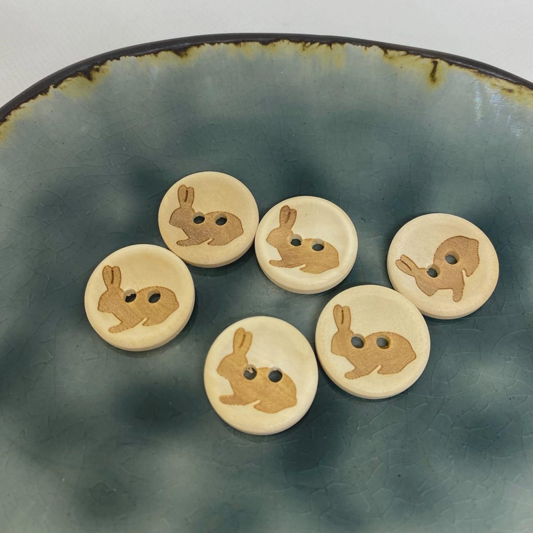 Wooden Buttons Rabbit Button - Etsy