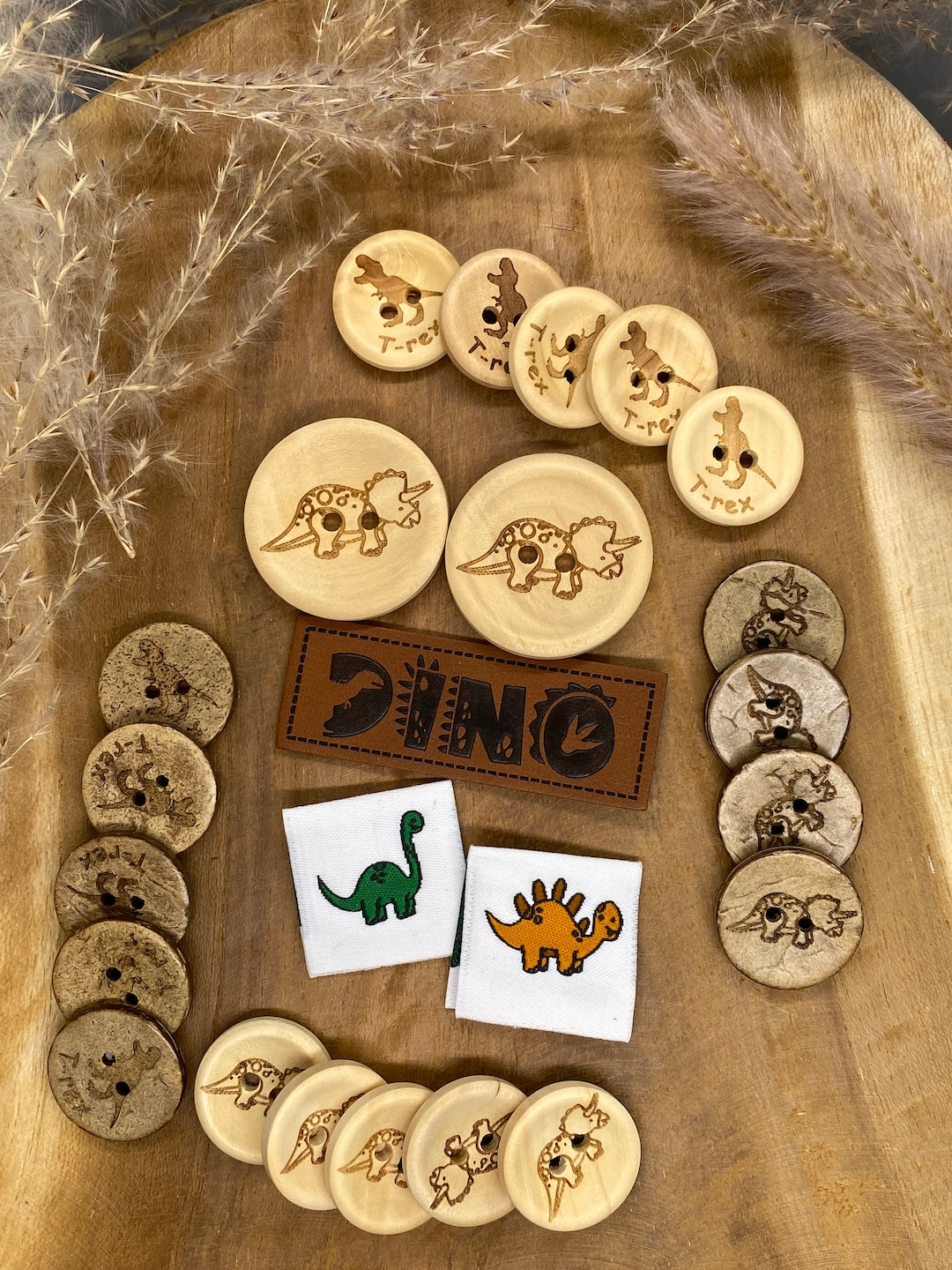 Dino Dinosaur Package Label and Buttons Set Gift Sewing - Etsy