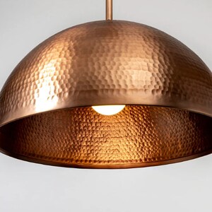 Copper Hammered Dome Pendant - Etsy