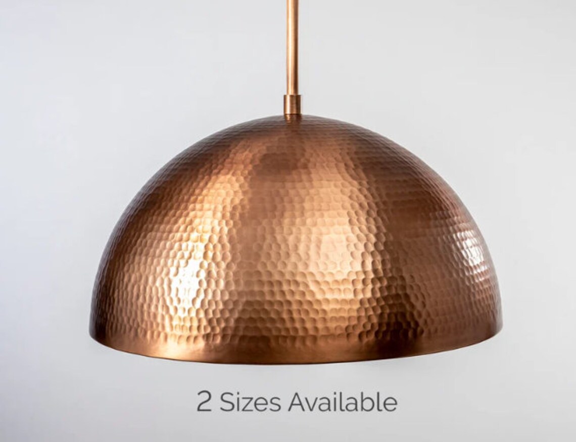 Copper Hammered Dome Pendant - Etsy