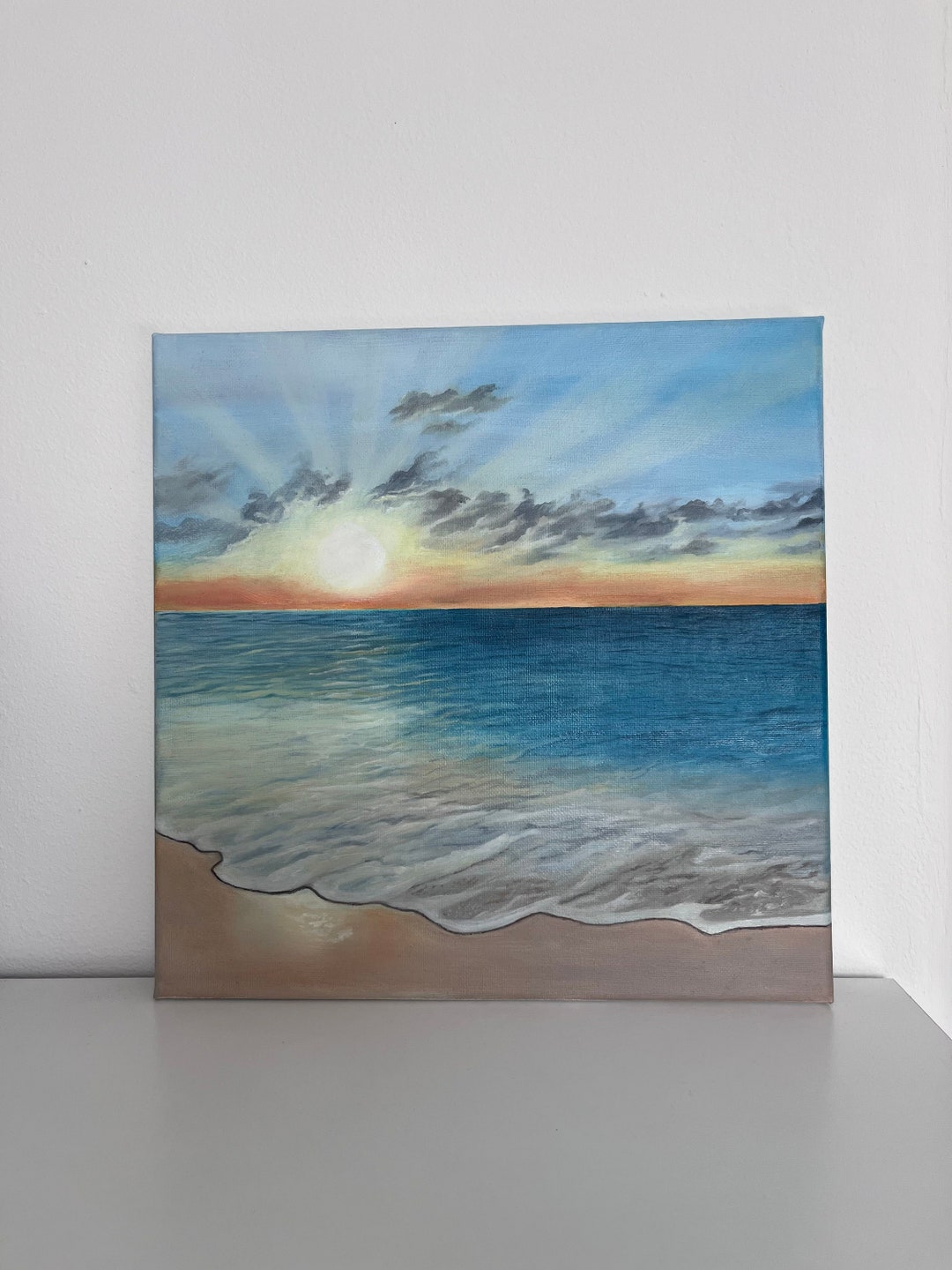 An Original Beach Ocean Sunset Oil Painting - Etsy