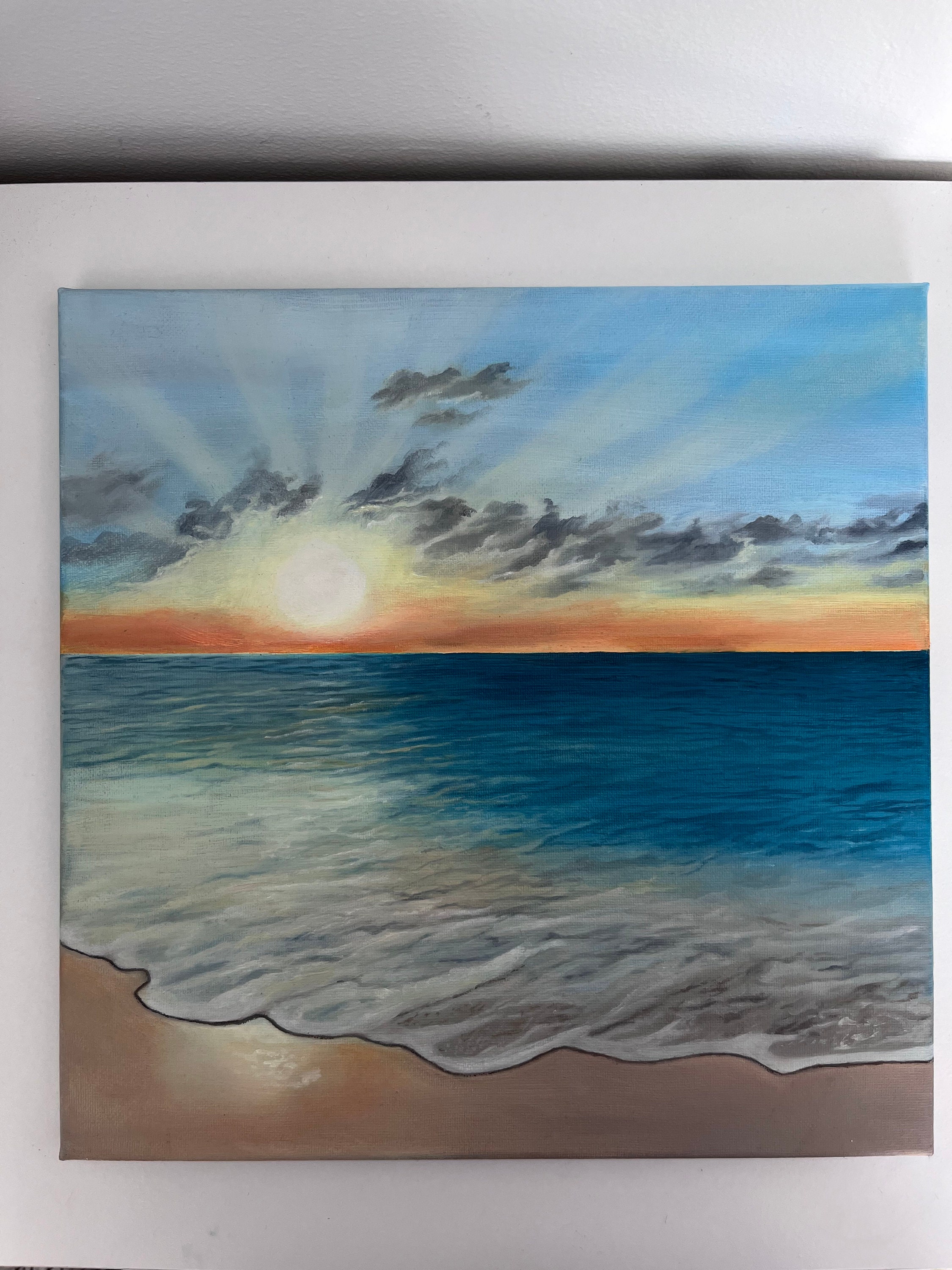 An Original Beach Ocean Sunset Oil Painting - Etsy