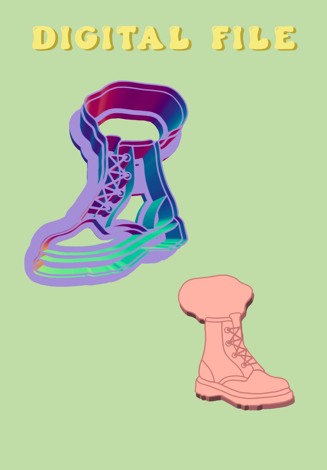Combat Boots STL File Clay Cutters Digital STL File 5 Sizes - Etsy