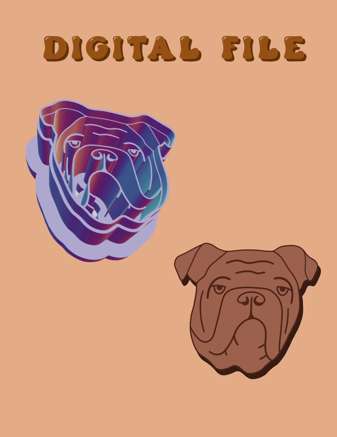 Bulldog STL File Clay Cutters | Digital STL File | 5 Sizes - Etsy