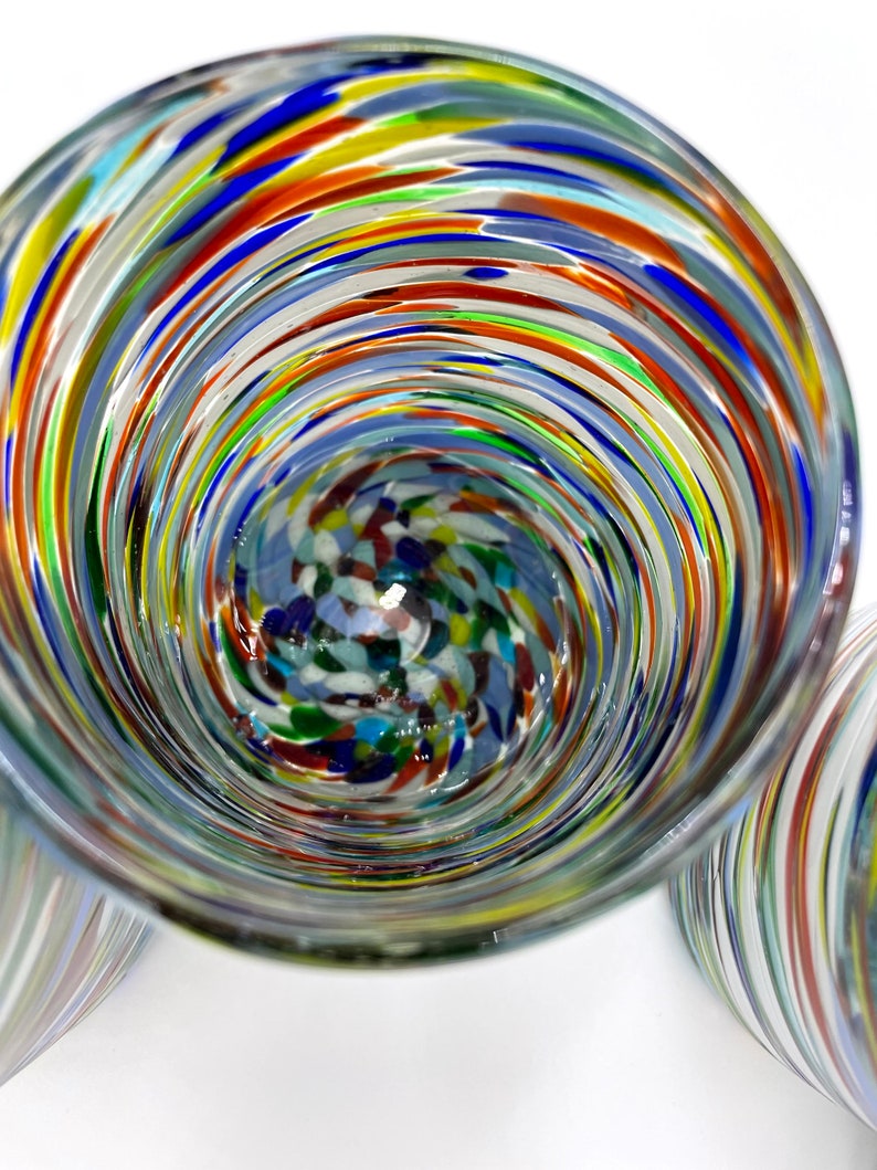 Hand Blown Mexican Glassware Twisted Confetti Rocks Glass - Etsy