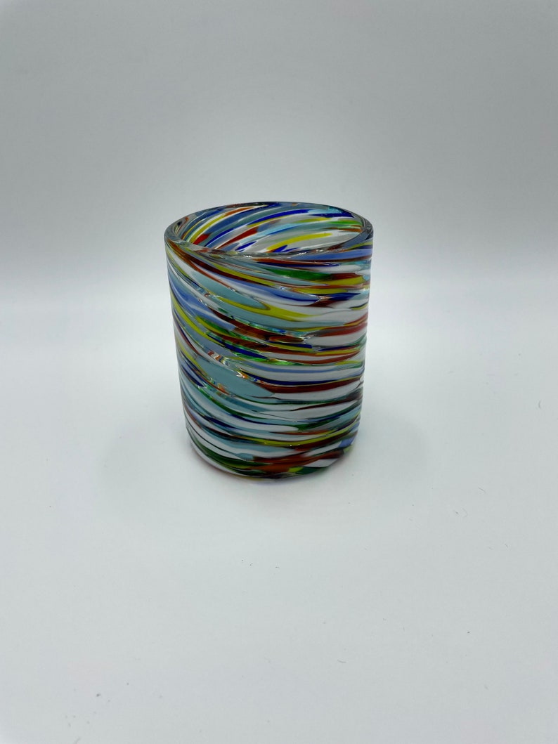 Hand Blown Mexican Glassware Twisted Confetti Rocks Glass - Etsy