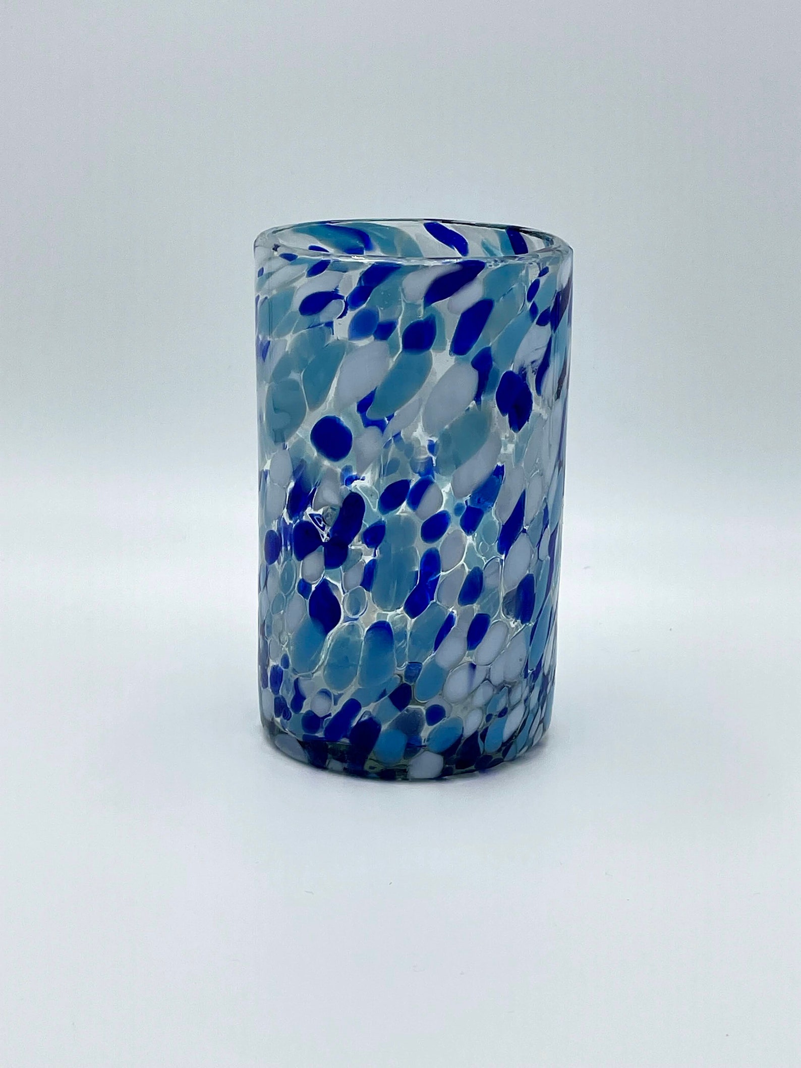 Hand Blown Mexican Glassware Blue/white Glasses - Etsy